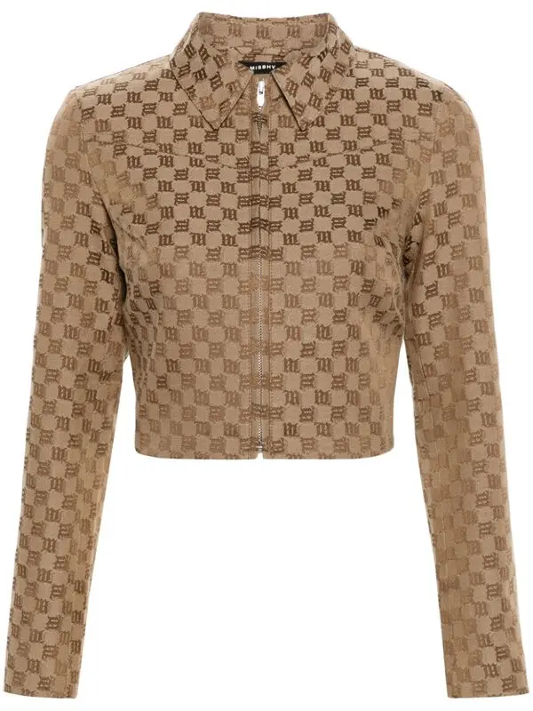 MISBHV Jacquard-monogram Cropped Jacket - Neutrals