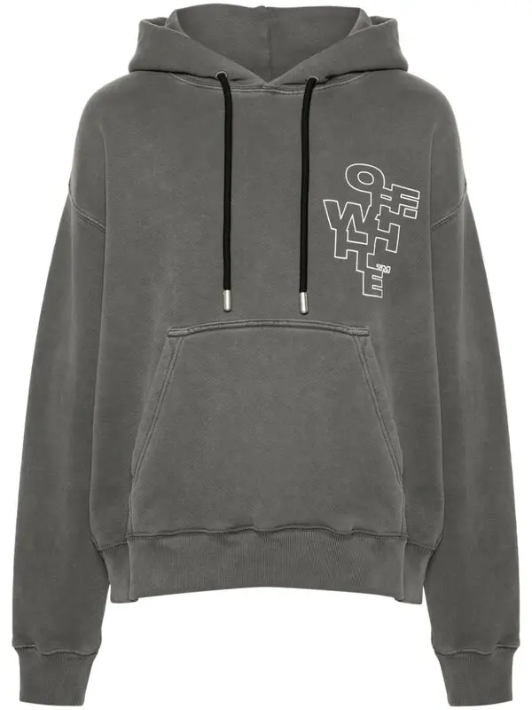 Off-White Arrows-motif Cotton Hoodie - Grey