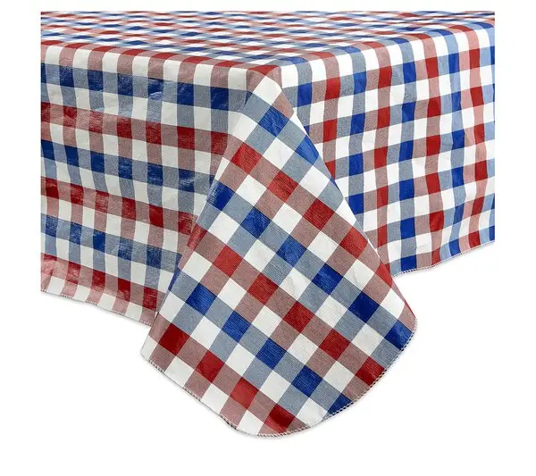 DESIGN IMPORTS Red,white & Blue Check Vinyl Tab Lecloth 60x84
