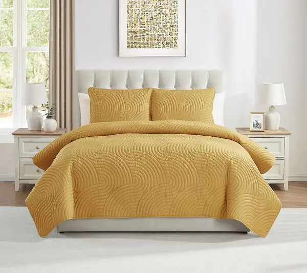 VCNY HOME Sands 3pc Curved Textured Quilt Set, Ull/ Queen