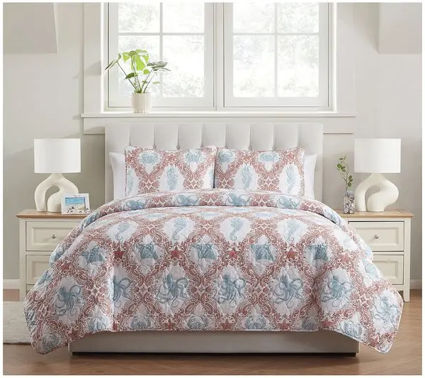 VCNY HOME Coastal 3pc Sealife Quilt Set, King