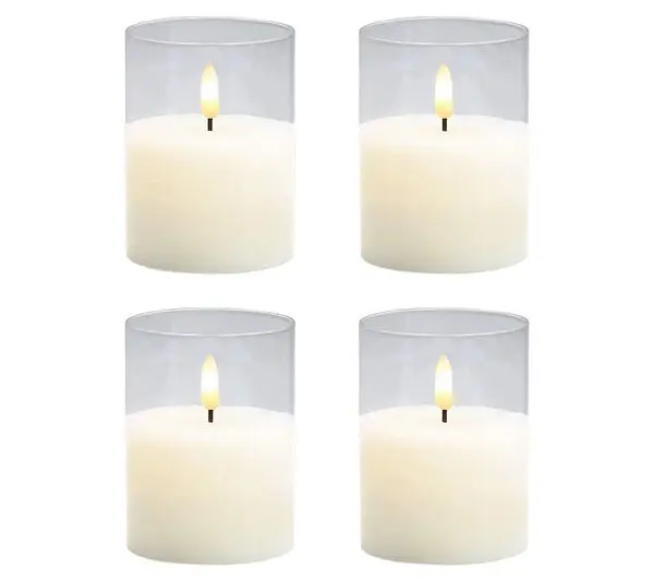 LUMABASE 4ct 3d Wick Flame Candles In Clear Hol Ders