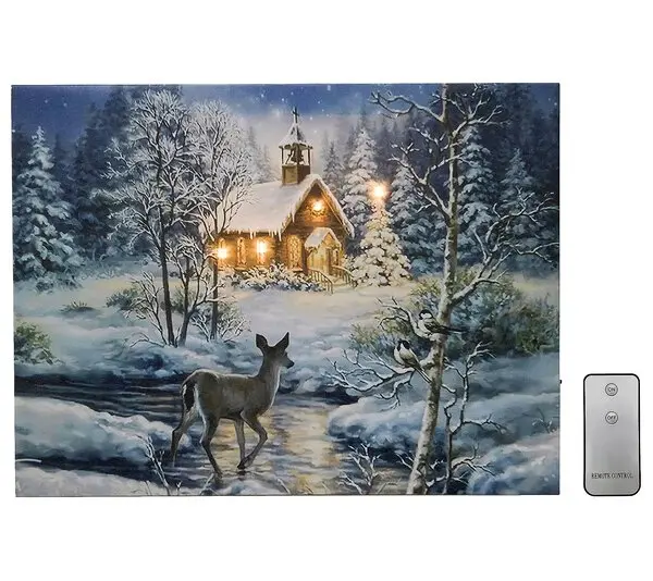 LUMABASE Battery-operated Lighted Wall Art Wi Nter Woods