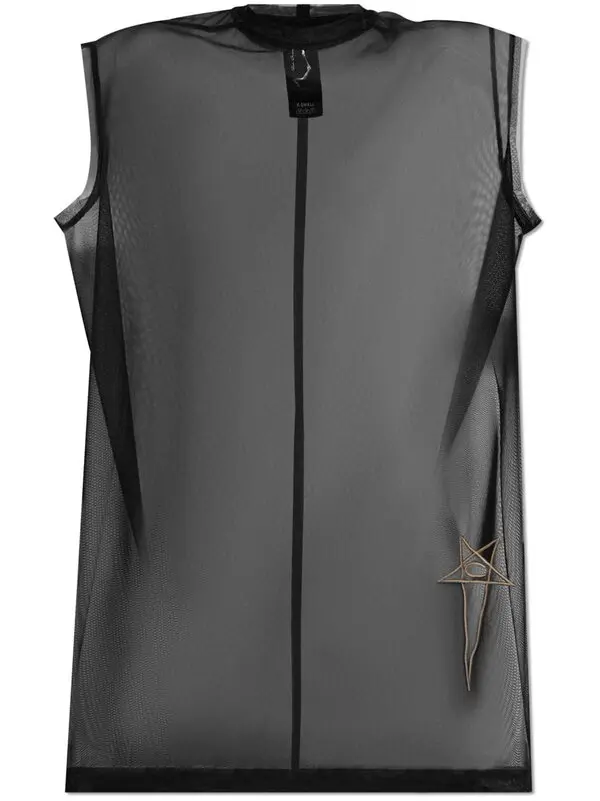 Rick Owens Logo-embroidered Mesh Top