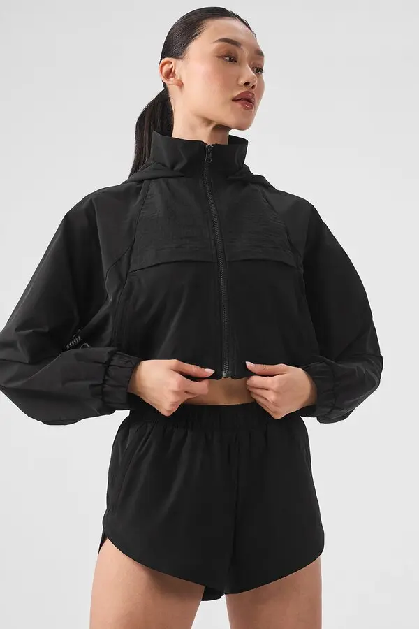 Alo Yoga Cropped Playmaker Jacket - Black | Editorialist