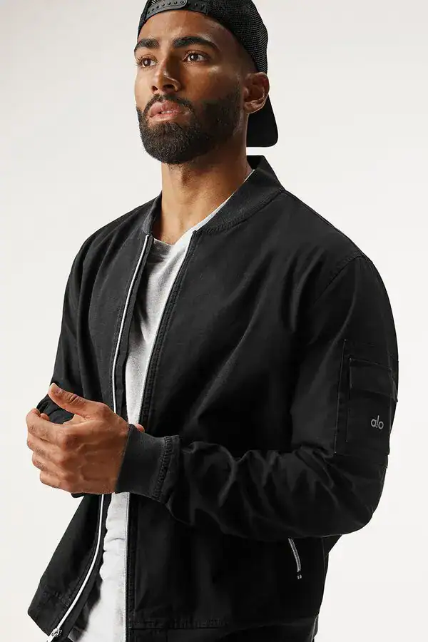 Alo Yoga Division Ripstop Bomber Jacket - Black | Editorialist