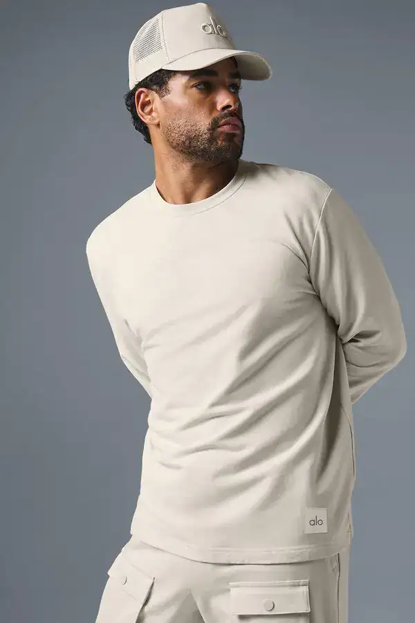 Alo Yoga Double Take Long Sleeve Top In Beige - Bone | Editorialist