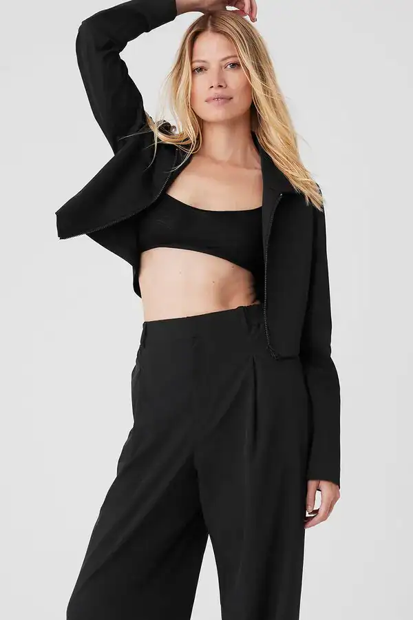 Alo Yoga Cropped High Speed Jacket In Size - Black | Editorialist