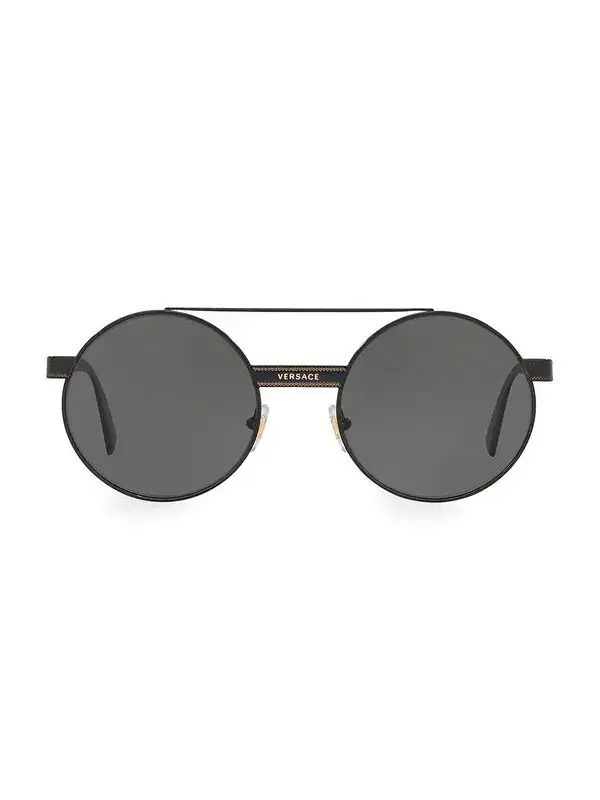 Versace Rock Icons 52mm Round Sunglasses - Black | Editorialist