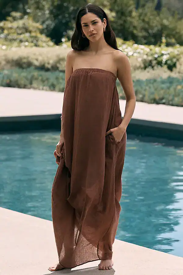 brown gauze dress LIMA PRINTED CRINKLE COTTON GAUZE DRESS main image 0