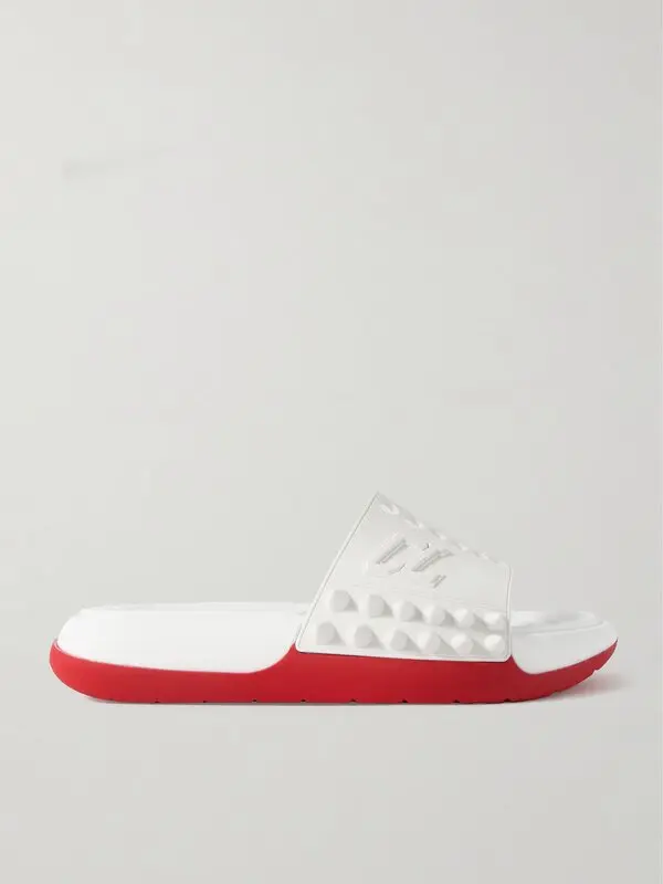 CHRISTIAN LOUBOUTIN Take It Easy Donna Spiked Rubber Slides - White