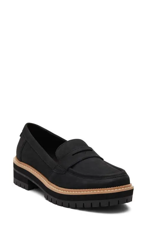 Toms Cara Platform Penny Loafer - Black
