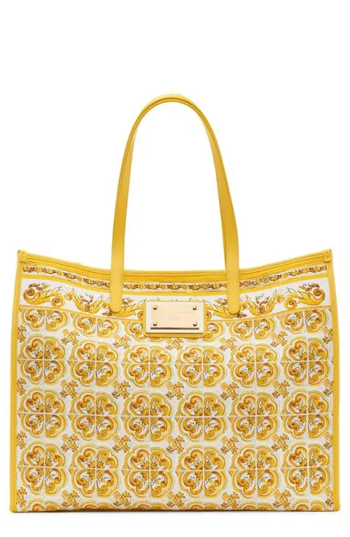 Dolce & Gabbana Majolica Print Canvas Shopper - Azulejos Giallo