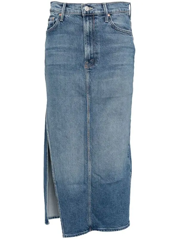 MOTHER The Split Second Denim Midi Skirt