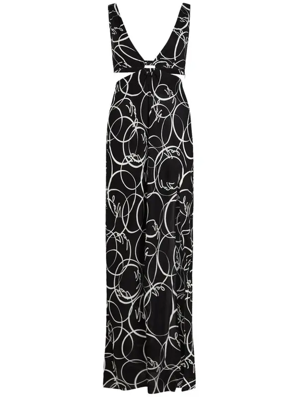 Karl Lagerfeld Circle-Print V-Neck Dress In Black - 50% Off | Editorialist