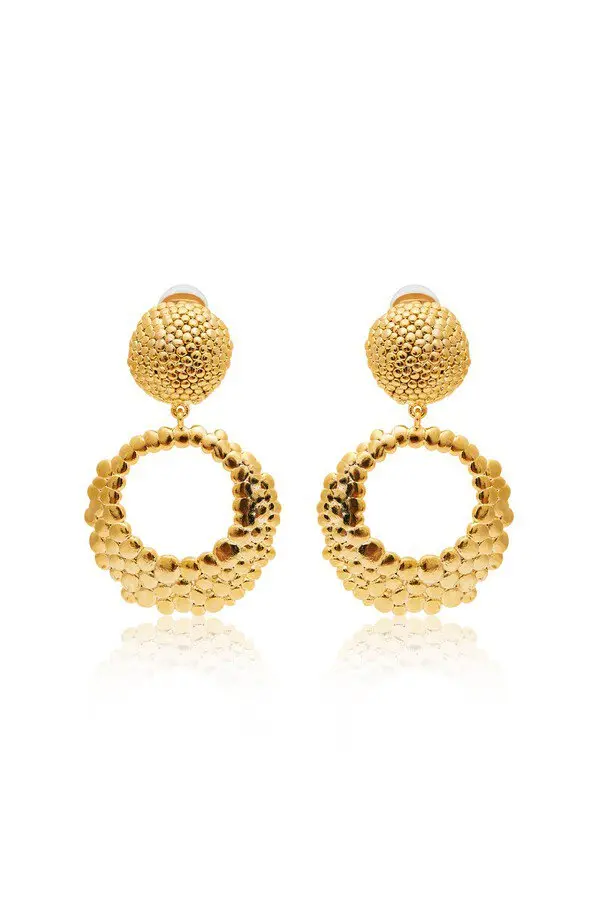 KENNETH JAY LANE Tone Hammered Hoop Clip On Earrings