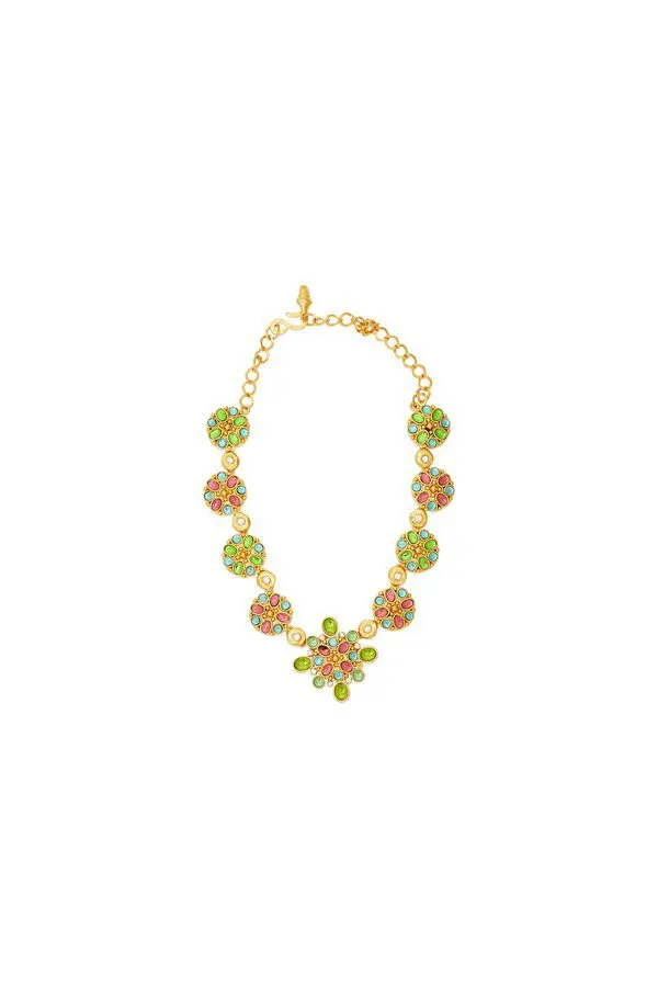 KENNETH JAY LANE Gem Cabochon & Gold Chain Necklace