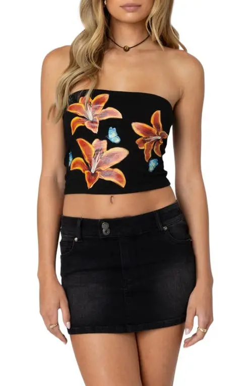 EDIKTED Tiger Lily Tube Top - Black