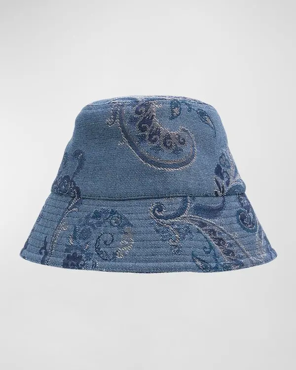 Etro Paisley Denim Bucket Hat - Multicolour On Blue Base