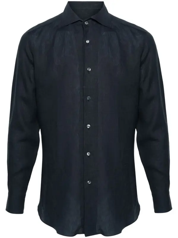Brioni Classic-collar Linen Shirt - Blue