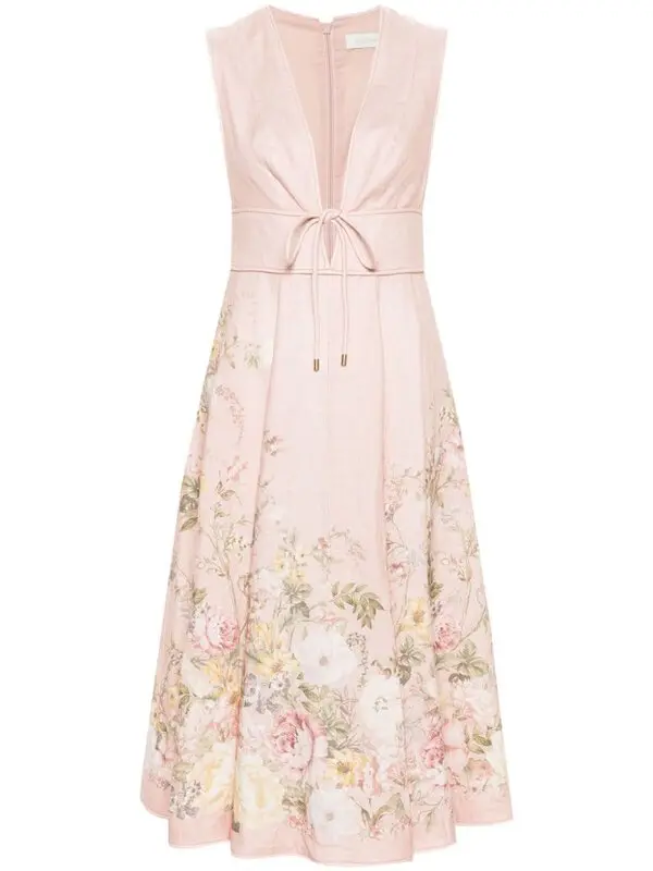 Zimmermann Waverly Plunge Linen Midi Dress