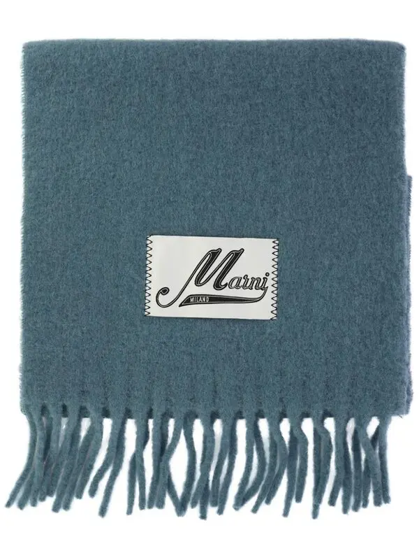 Marni Logo-appliqué Alpaca-blend Scarf - Blue