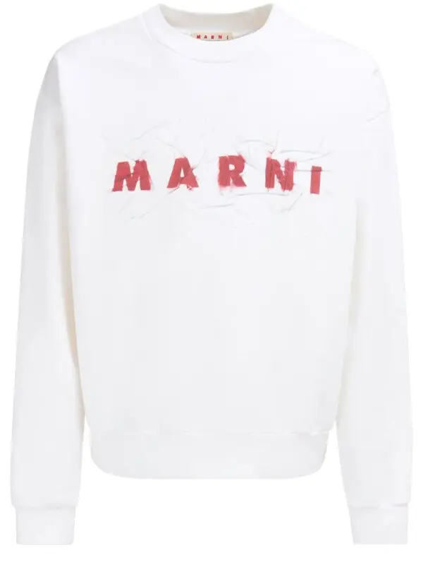 Marni Logo-print Cotton Sweatshirt - White