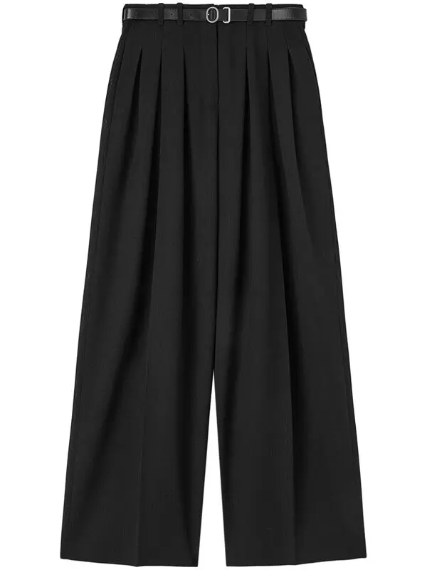 JIL SANDER Wool Palazzo Pants - Black