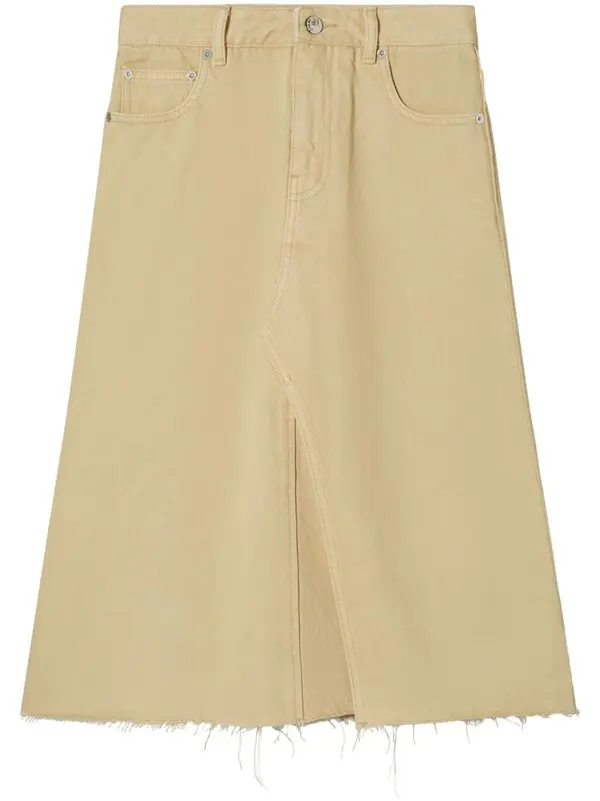 Tory Burch Deconstructed Denim Midi Skirt - Neutrals