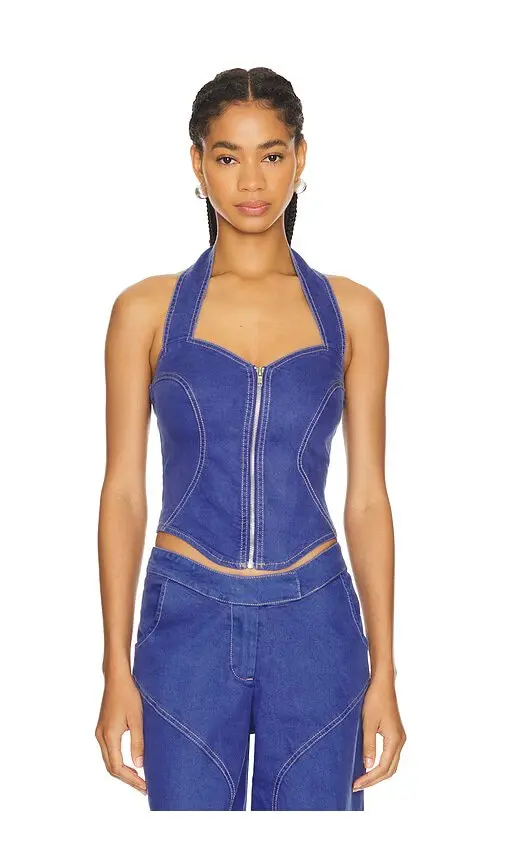 BY.DYLN Ramona Corset Top - Dark Blue