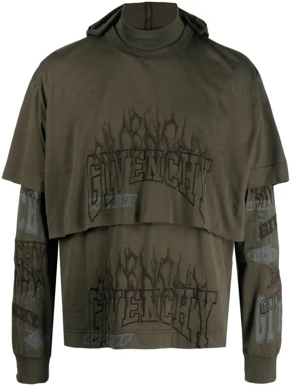 Givenchy Logo-embroidered Layered Hoodie