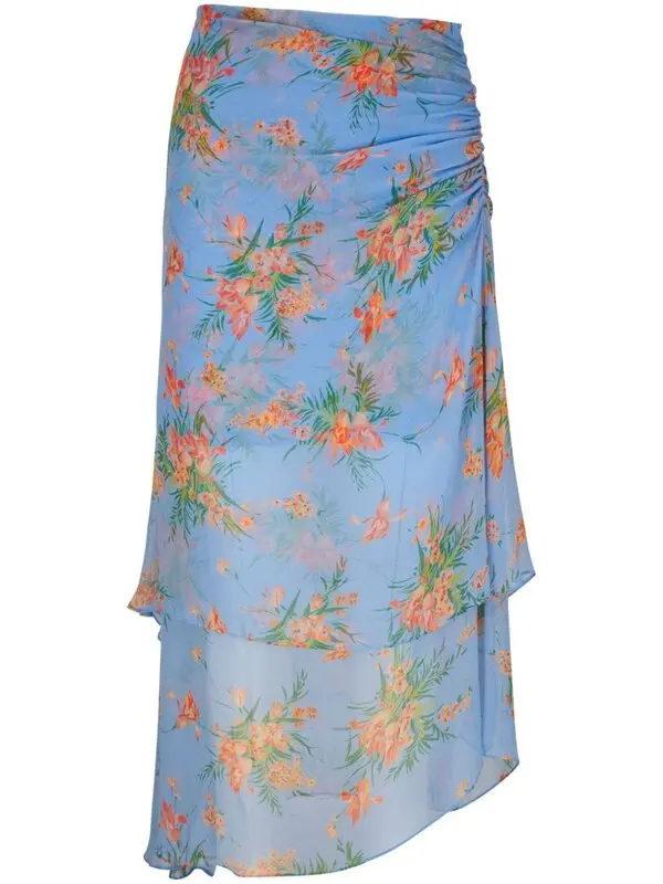 Veronica Beard Sira Floral-print Midi Skirt - Blue