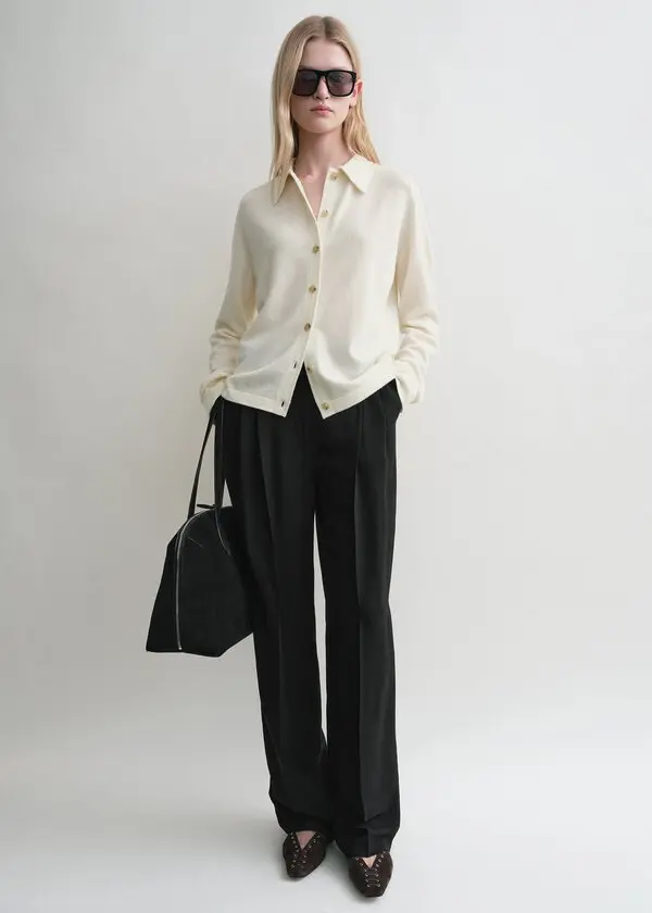 TOTÊME Raglan-sleeve Cashmere Cardigan - Talc