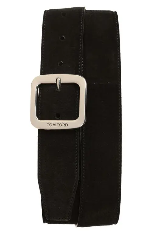 TOM FORD Square Buckle Suede Belt