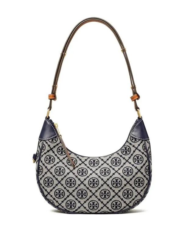 Tory Burch T Monogram Crescent Shoulder Bag - Blue