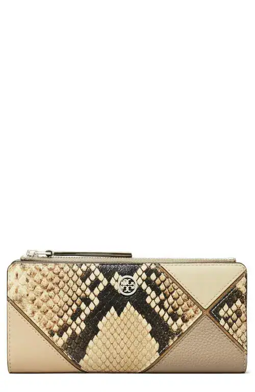 Tory Burch Robinson Slim Snake Embossed Leather Bifold Wallet In ...