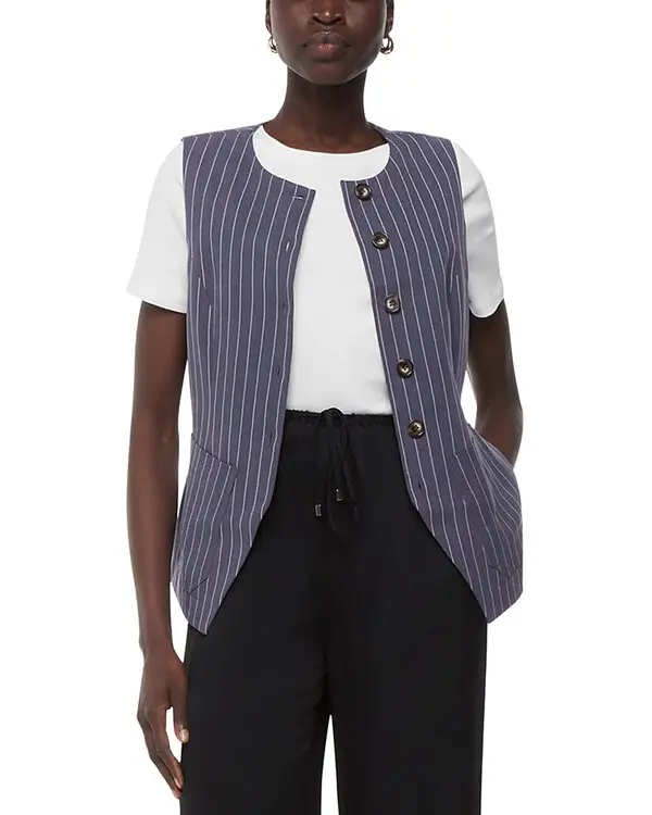 Whistles Lottie Pinstriped Vest - Navy/multi