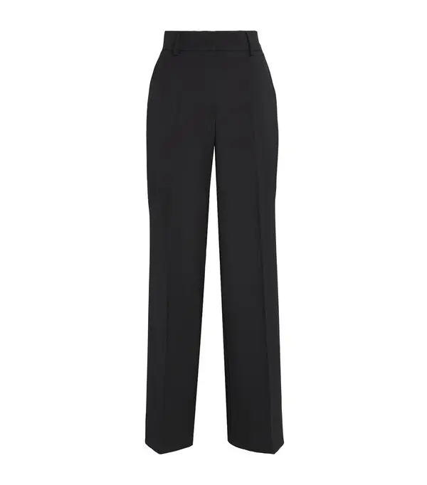 Max Mara Virgin Wool Wide Leg Trousers - Black