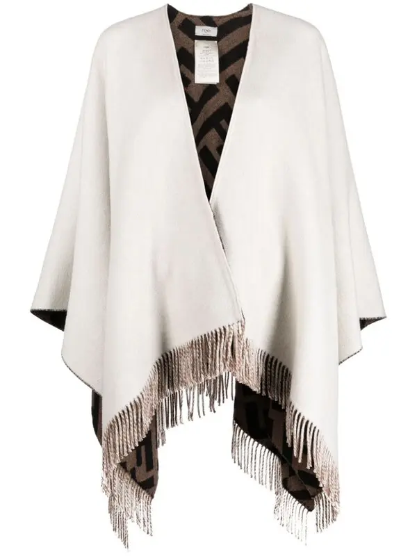 Fendi Ff Logo Reversible Cape White Editorialist