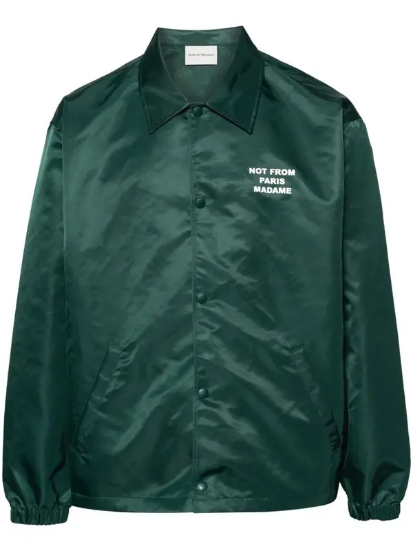 Drole De Monsieur Slogan Lightweight Jacket - Green