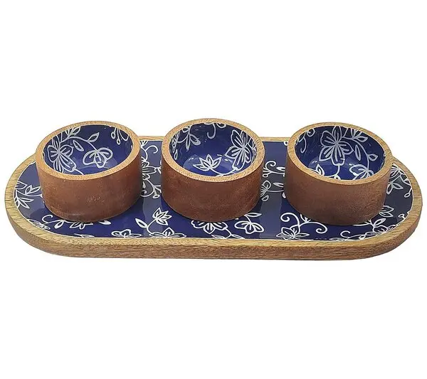 TEMP-TATIONS Floral Lace Set Of Ramekins W/ Elongated Tray