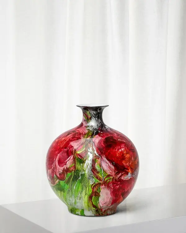 WINWARD HOME Handpainted Abstract Floral Vase