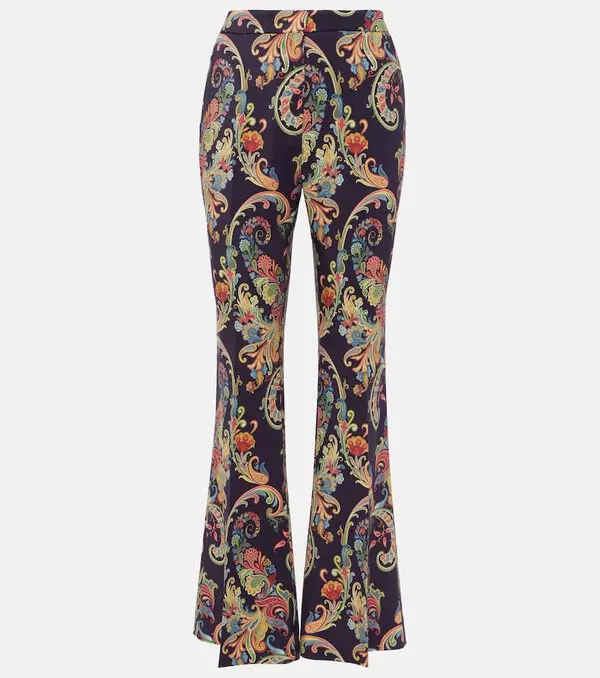 Etro Paisley Print Flared Trousers - Blue
