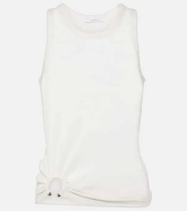 Rabanne Ring-detail Cotton-blend Jersey Tank Top - White