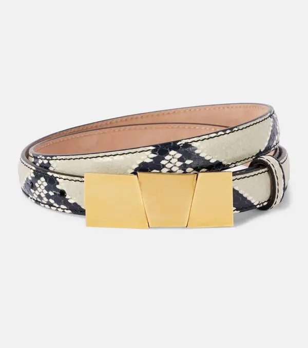 Khaite Axel Small Snake-effect Leather Belt - Multicoloured