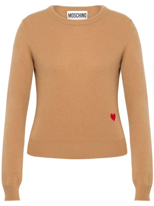 Moschino Heart-motif Crew-neck Jumper - Neutrals