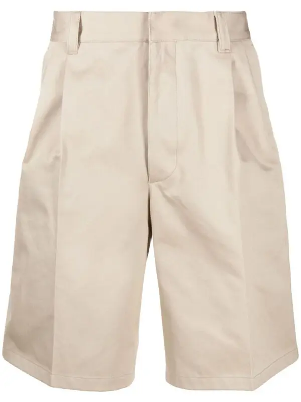 Prada Cotton Wide-leg Bermudas - Beige
