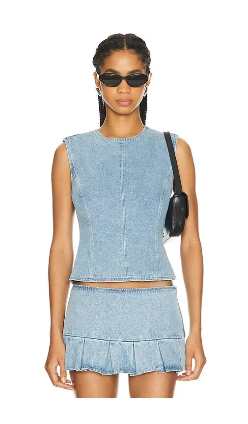 Lioness Countryside Top In Denim-light