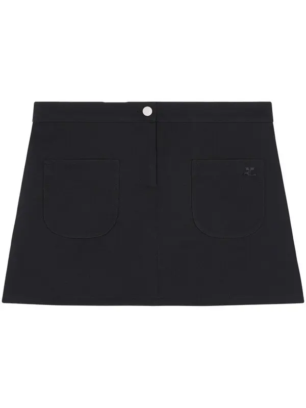 COURREGES Logo-appliqué Twill Mini Skirt - Black