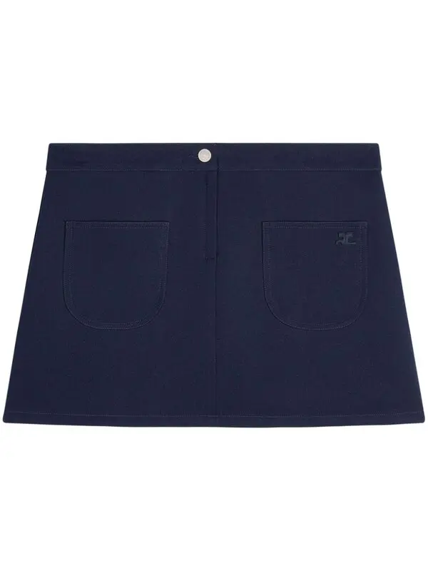 COURREGES Logo-appliqué Twill Mini Skirt - Blue
